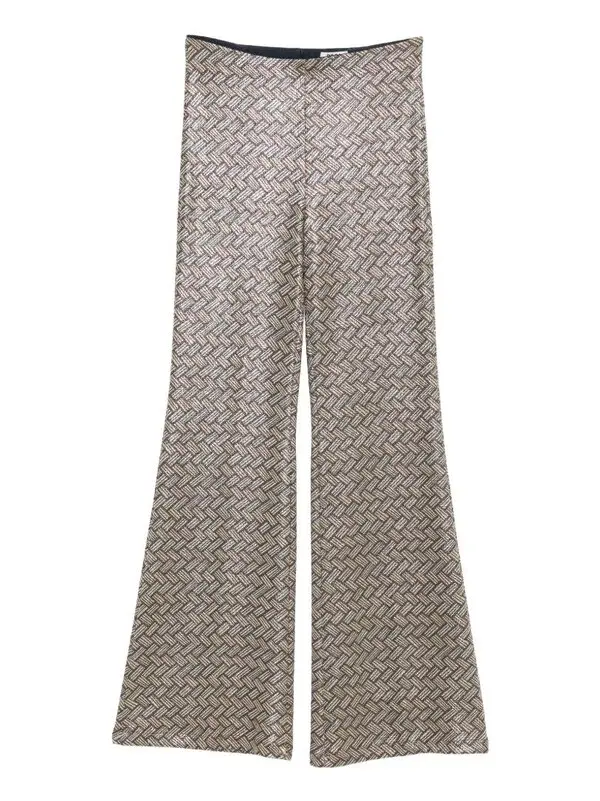 SIYU Patterned High-waisted Flared Trousers - Brown