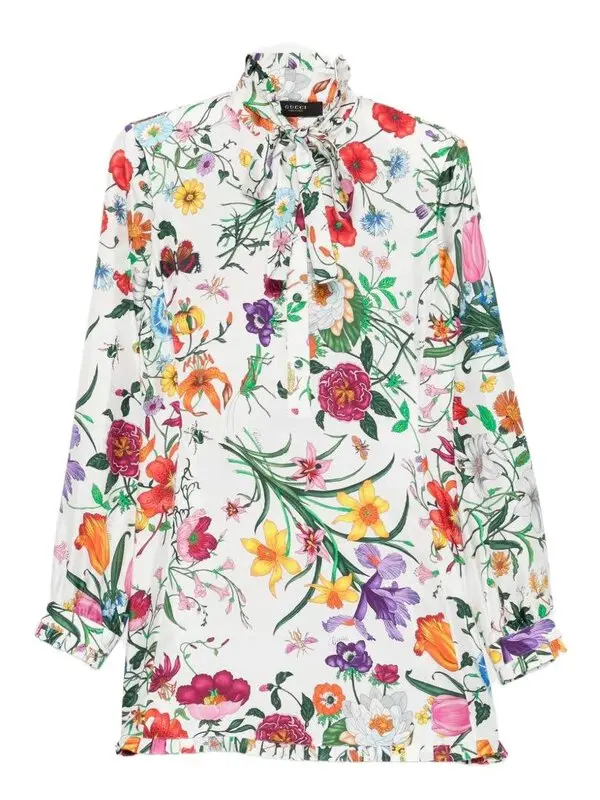Gucci Printed Silk Mini Dress - Multi