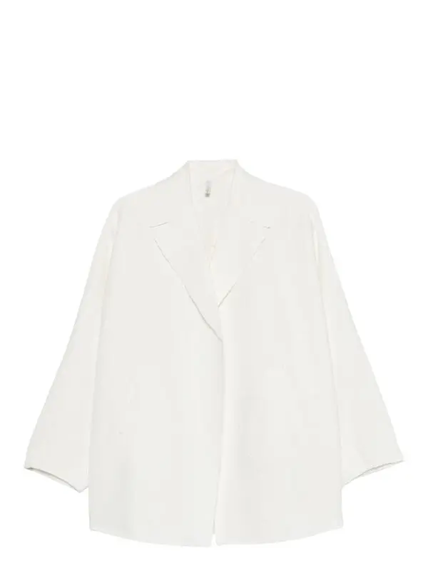 BOBOUTIC Cotton And Linen Long Blazer - White