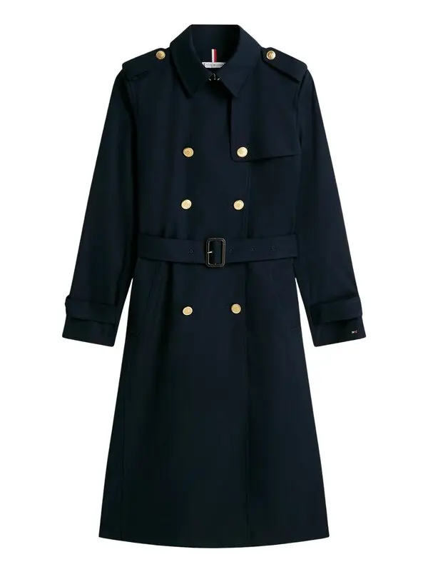 Tommy Hilfiger Slim Fit Trench Coat With Buttons - Blue