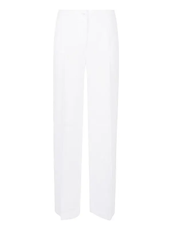 VIA MASINI 80 Linen Wide-leg Trousers - White