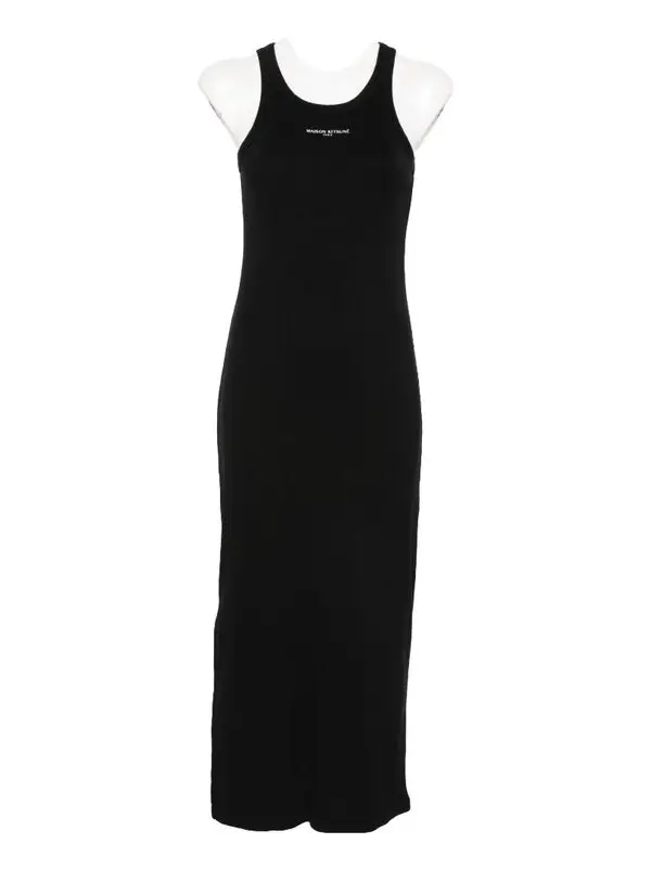Maison Kitsuné Logo Ribbed Tank Maxi Dress - Black