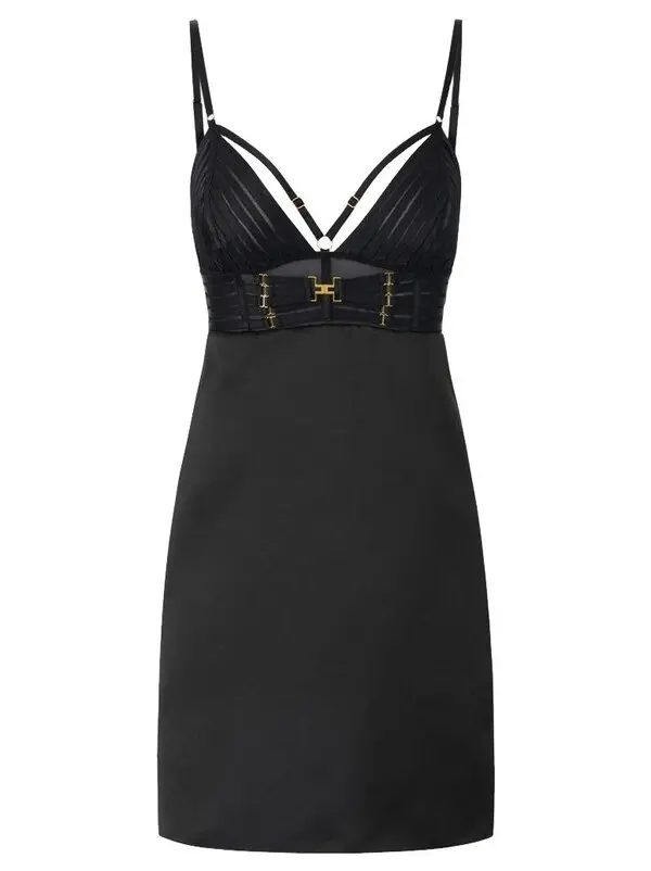 Elisabetta Franchi Mini Dress With Open Back - Black
