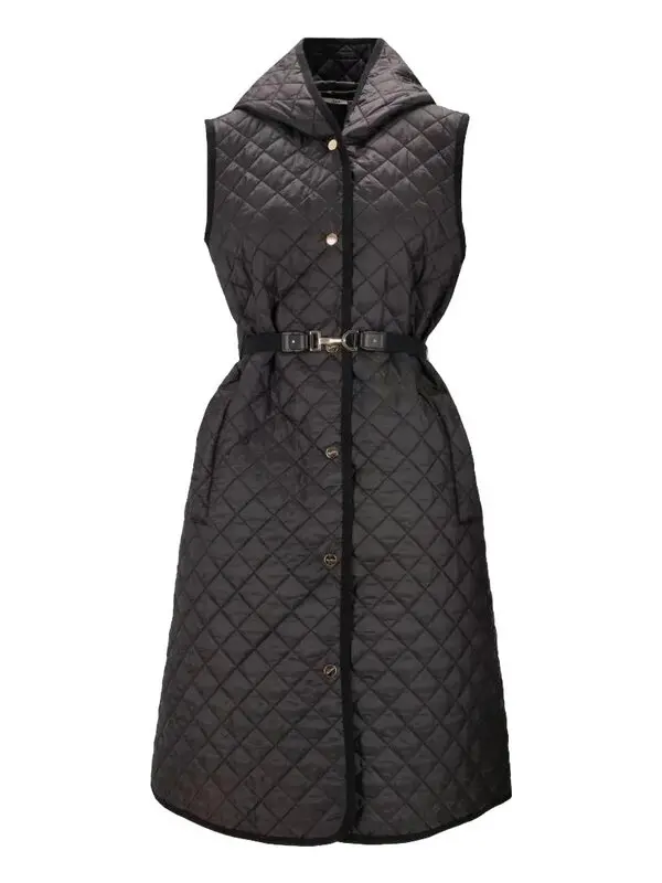 Max Mara Quilted Gilet With Detachable Hood - Black