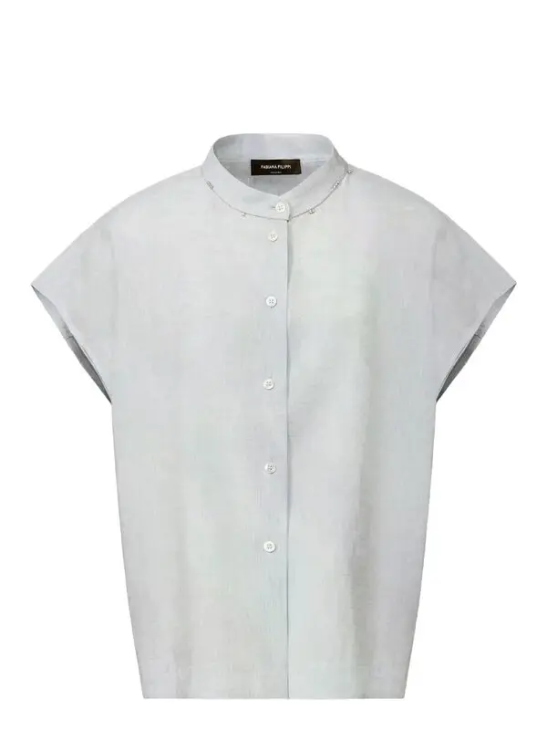 Fabiana Filippi Collarless Embellished Shirt - Blue