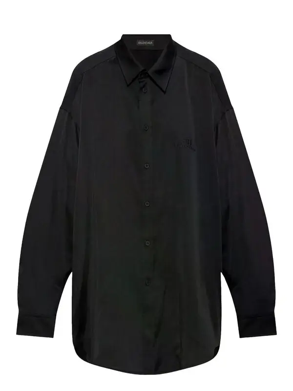 Balenciaga Logo-embroidered Shirt - Black