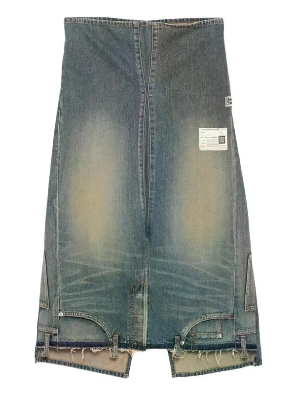 Mihara Yasuhiro Reversed Frayed Skirt - Blue