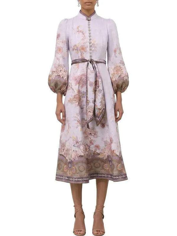 Zimmermann Printed Midi Dress - Gnawed Blue