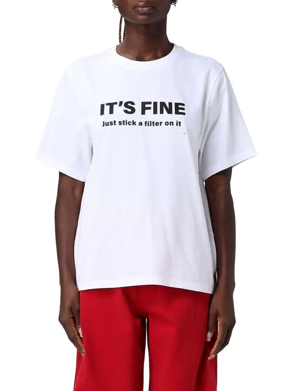Victoria Beckham Cotton T-shirt With Slogan Print - White