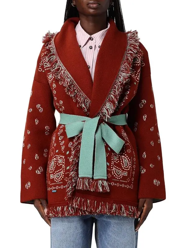 Alanui Paisley Patterned Belted Cardigan With Fringe - Brown