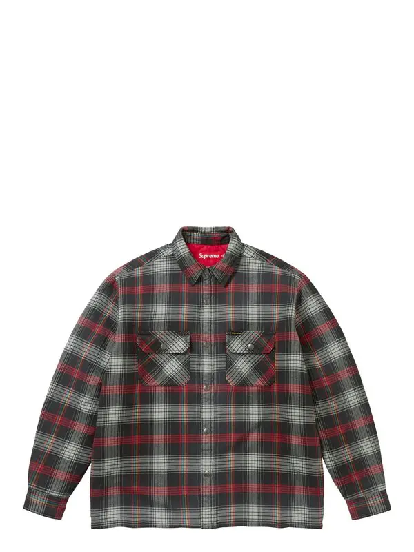 Supreme Quilted Lined Flannel Snap Shirt - Black