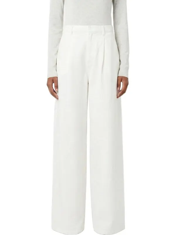 Max Mara Palazzo Trousers In Cotton And Linen - White