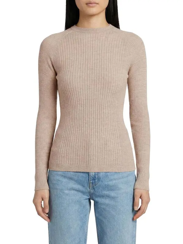SA SU PHI Cashmere And Silk Ribbed Crewneck Sweater - Beige