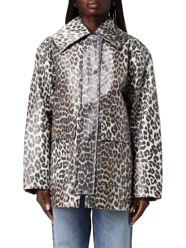 GANNI Leopard Print Jacket - Milk