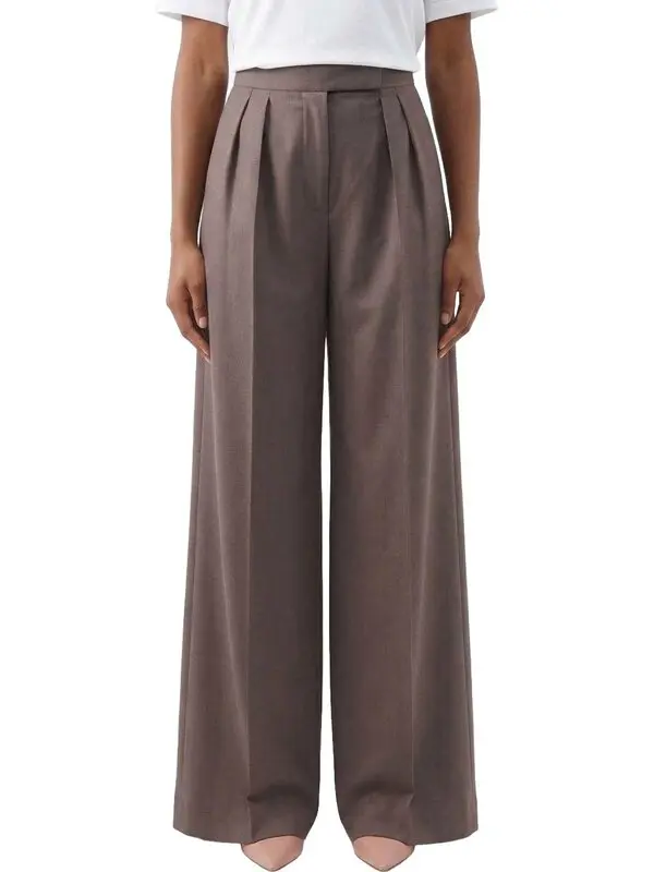 Max Mara Wide Leg Pleated Trousers - Beige