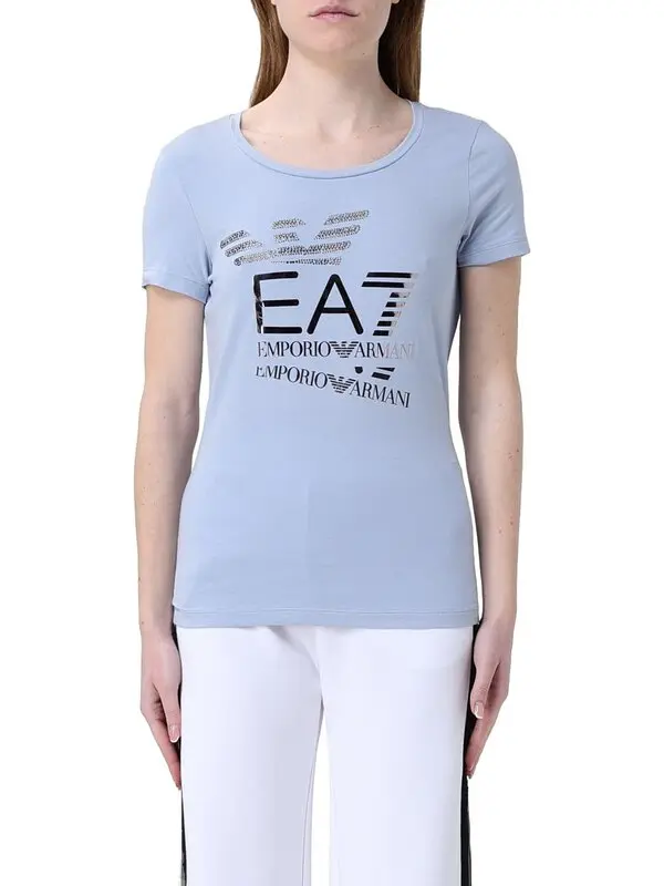 EA7 Crewneck T-shirt With Logo Detail - Blue