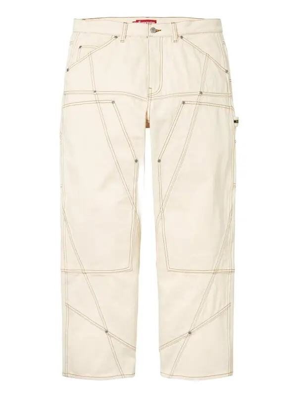 Supreme Contrast Stitch Painter Jeans - Cream