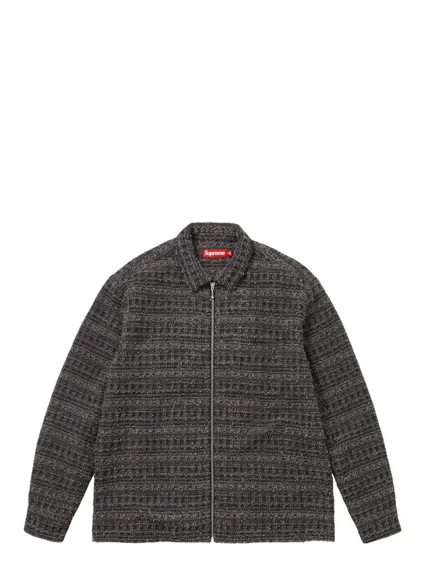 Supreme Bouclé Zip Up Shirt - Black