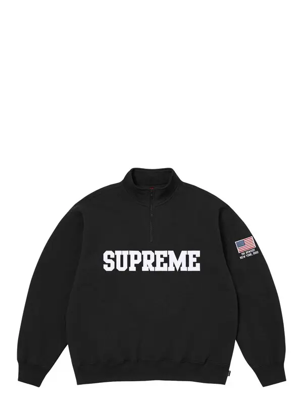 Supreme Shop Flag Half Zip Pullover - Black