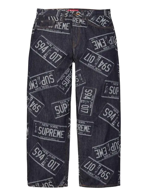 Supreme License Plate Baggy Jean - Black