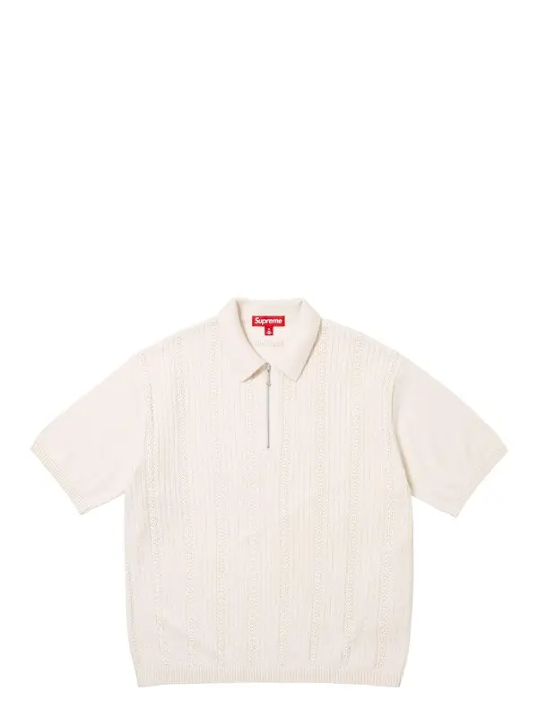 Supreme Beaded Zip Polo Sweater - Cream