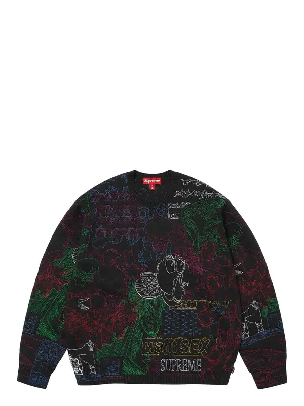 Supreme Collage Embroidered Sweater - Black