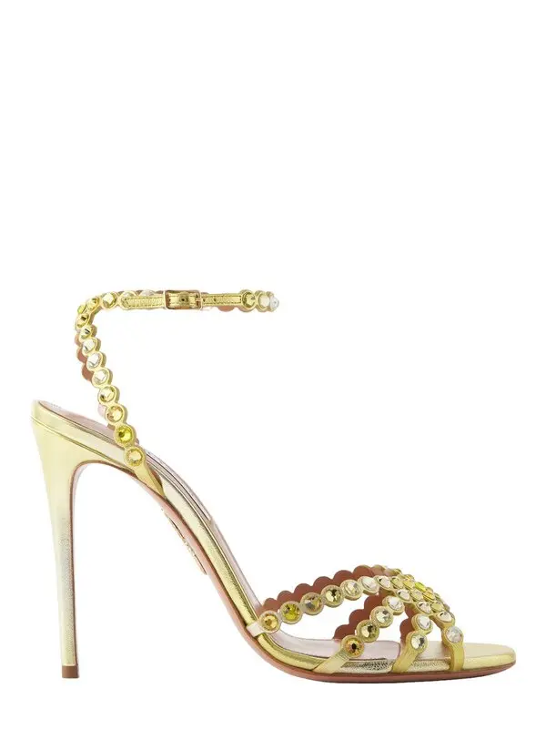 AQUAZZURA Tequila 105 Crystal-embellished Leather Sandals - Yellow