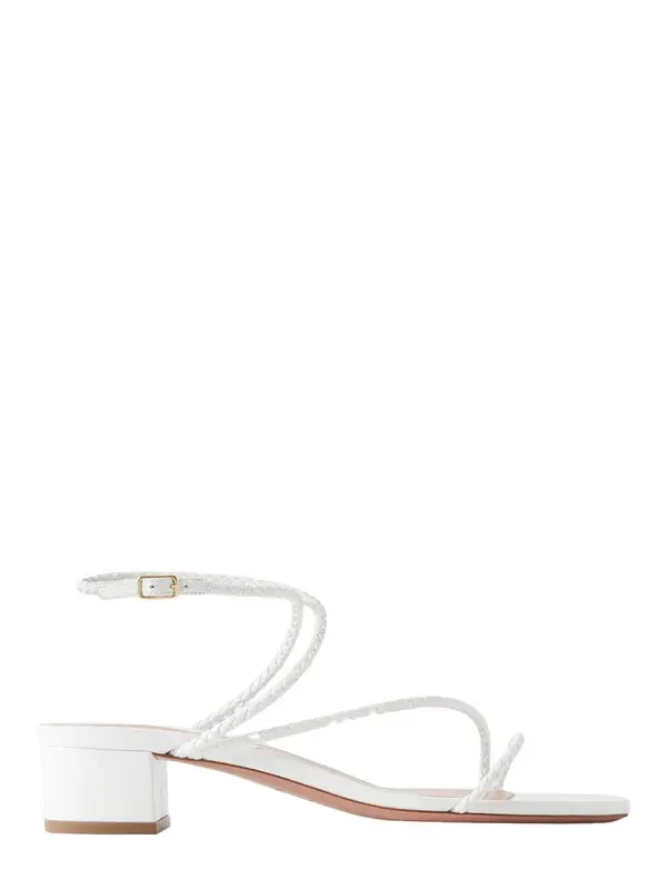 AQUAZZURA Luca 35 Braided Leather Sandals - White