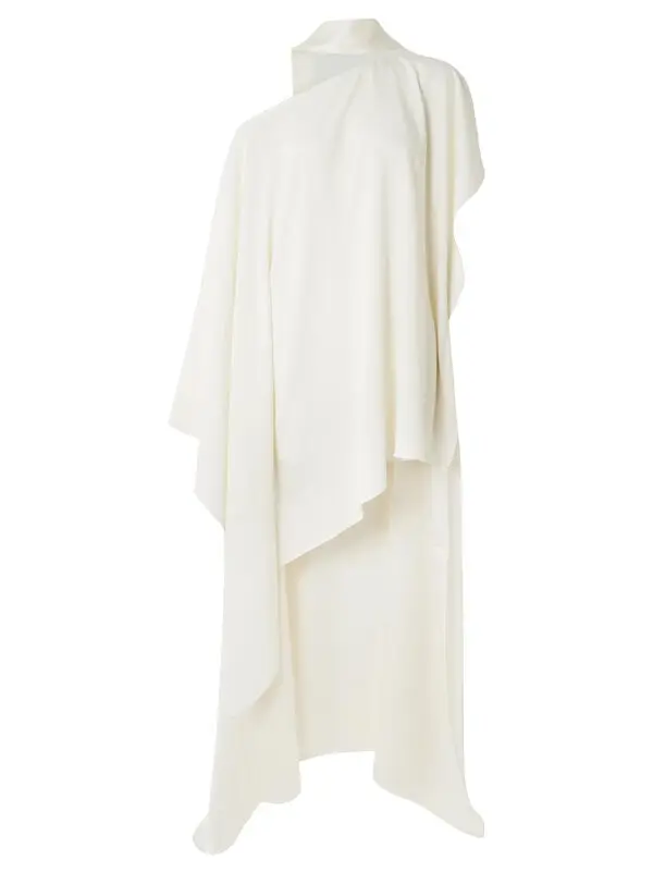 TALLER MARMO Trebbia Scarf-detailed One-shoulder Crepe-cady Kaftan - Cream