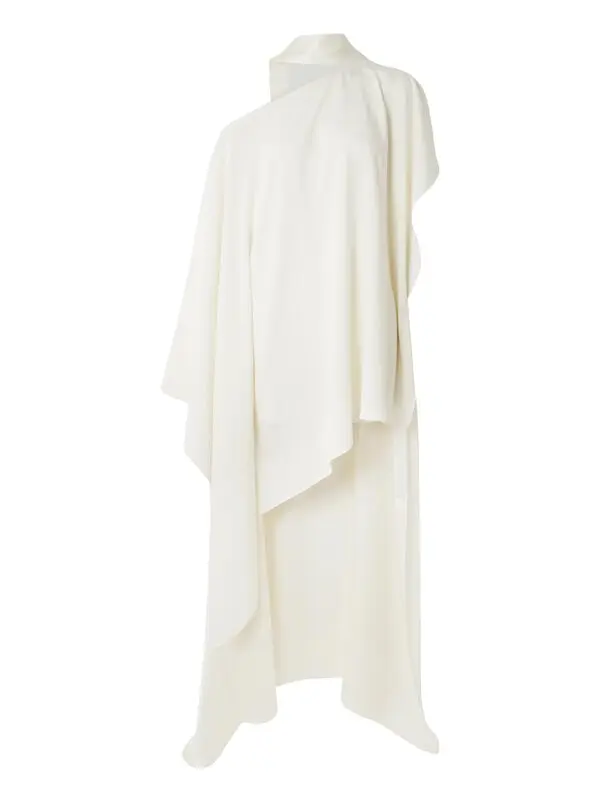 TALLER MARMO Trebbia Scarf-detailed One-shoulder Crepe-cady Kaftan - Neutrals