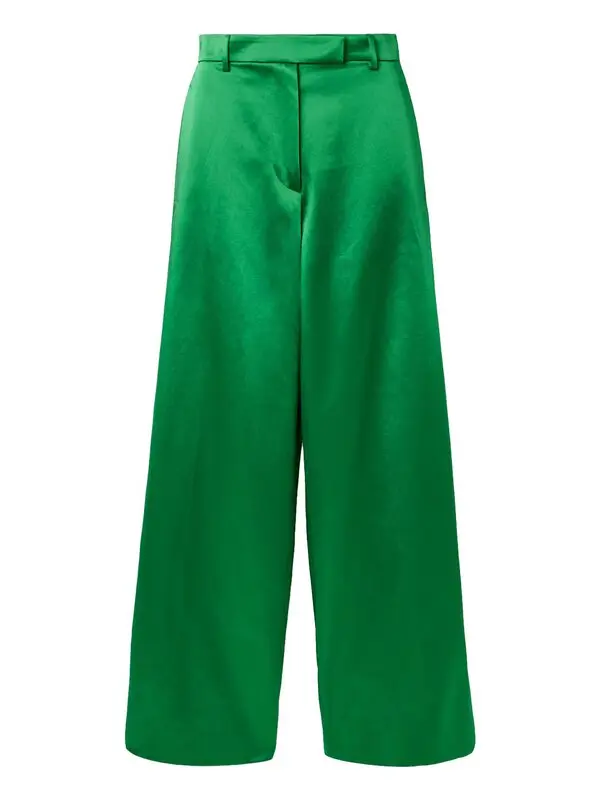 Dries Van Noten Cotton-blend Satin Straight-leg Pants - Green