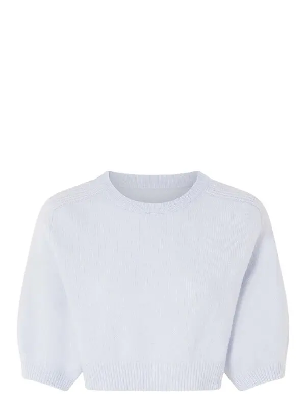 Khaite Lorelai Cropped Wool And Cashmere-blend Sweater - Blue