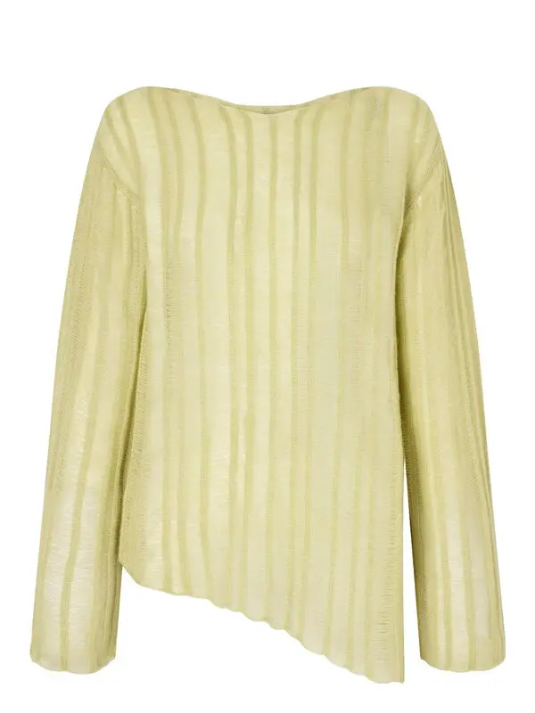 THE ELDER STATESMAN Nimbus Lola Asymmetric Cashmere And Cotton-blend Sweater - Green