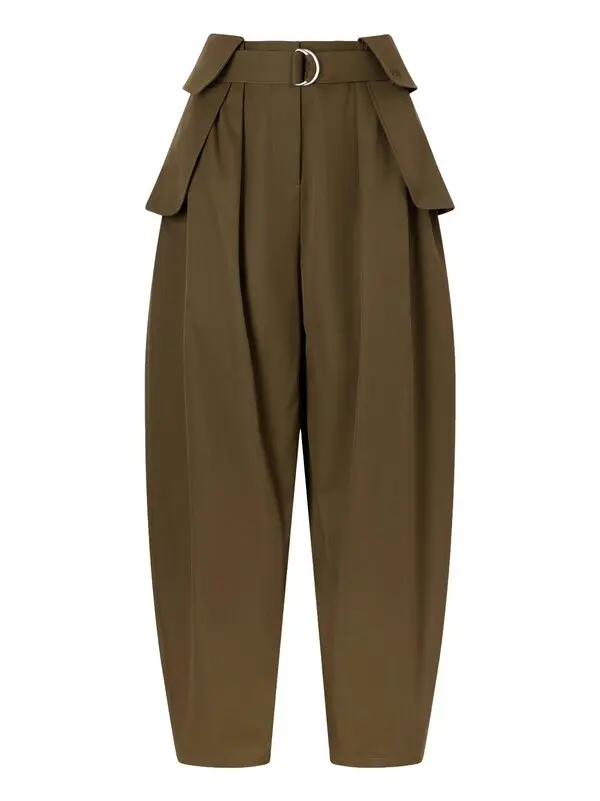 Loewe Belted Pleated Wide-leg Pants - Green