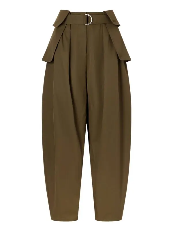 Loewe Belted Pleated Wide-leg Pants - Green
