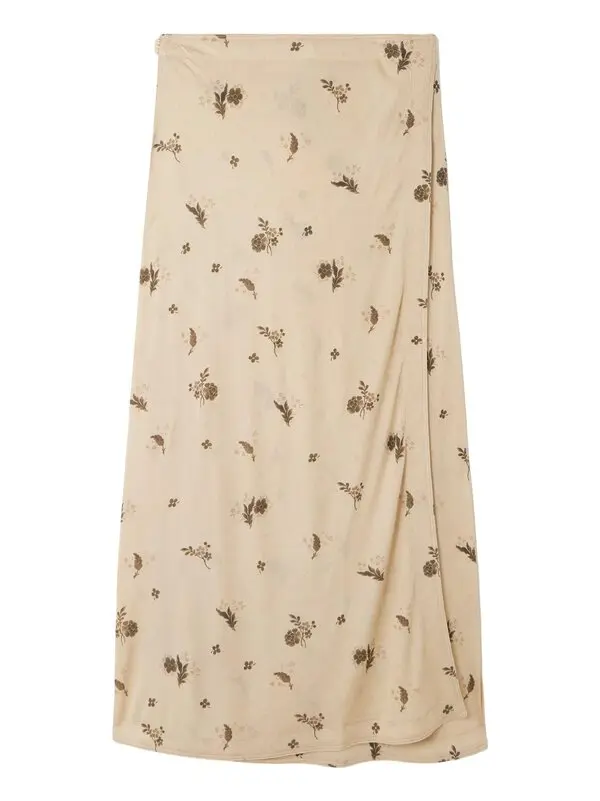 TOTEME Floral-print Jersey Maxi Wrap Skirt - Neutrals