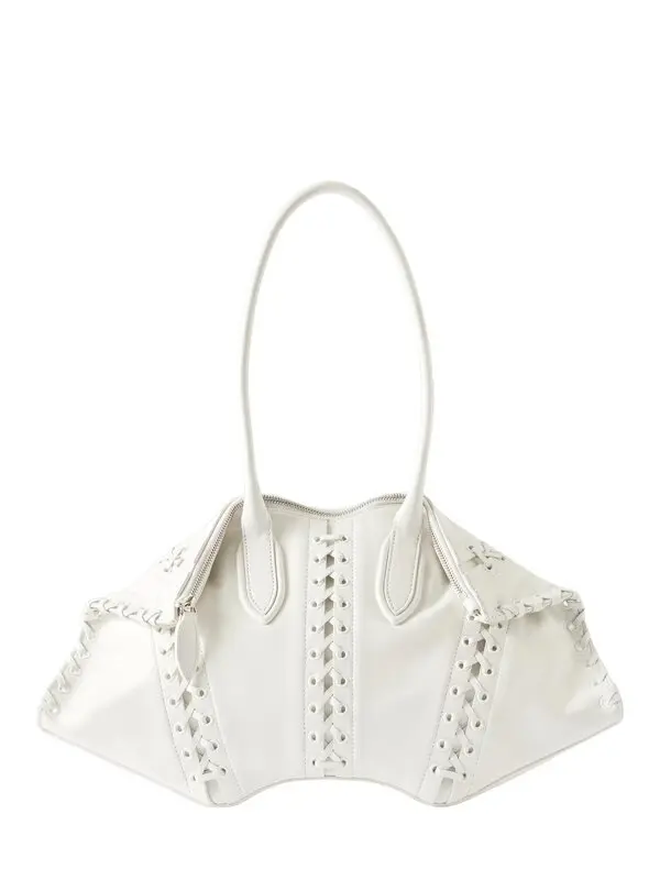 Alexander McQueen Manta Tie-detailed Leather Shoulder Bag - White