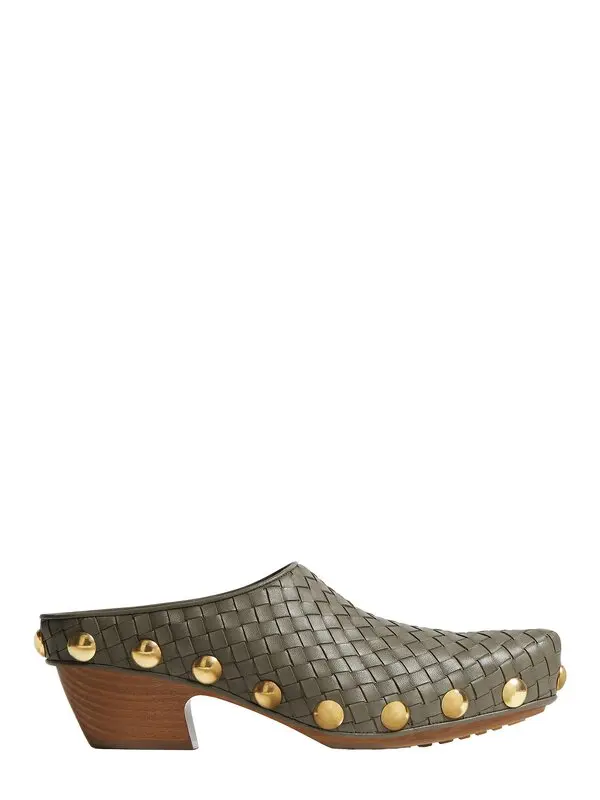 BOTTEGA  VENETA Gondola Intrecciato Leather Clogs - Dark Taupe