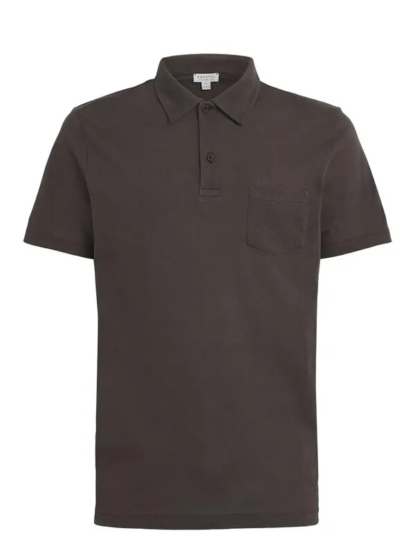 Sunspel Supima Cotton Riviera Polo Shirt - Brown