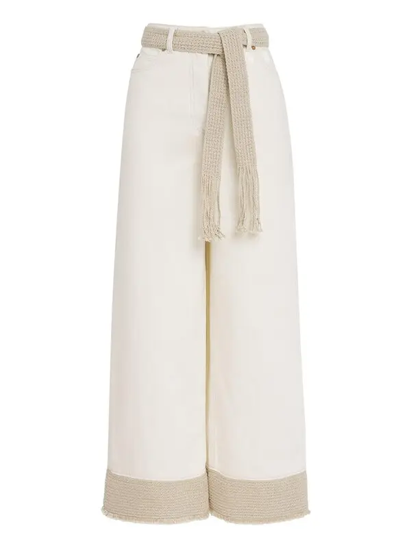 Agnona Cropped Wide-leg Jeans - White