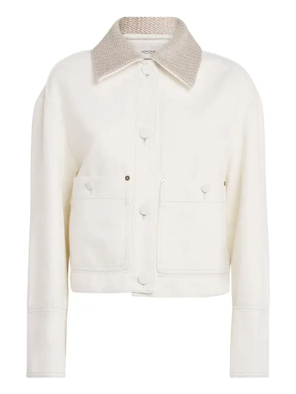 Agnona Cotton-linen Denim Jacket - White