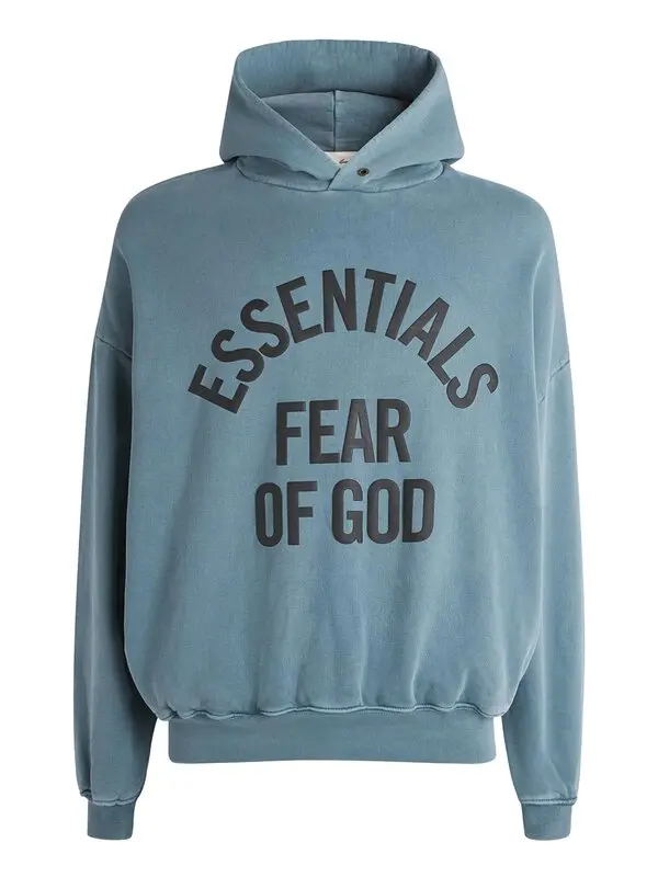 Fear Of God Cotton Logo Hoodie - Blue