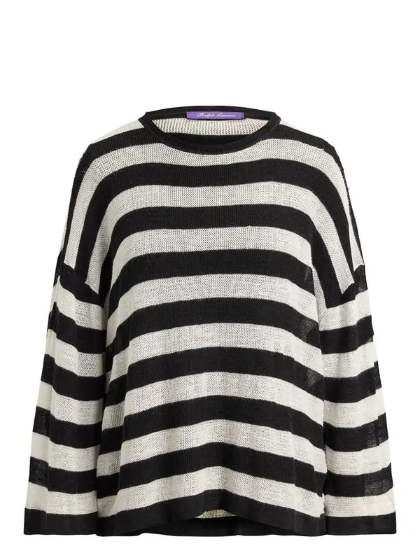 Ralph Lauren Mulberry Silk-linen Stripe Sweater - Black