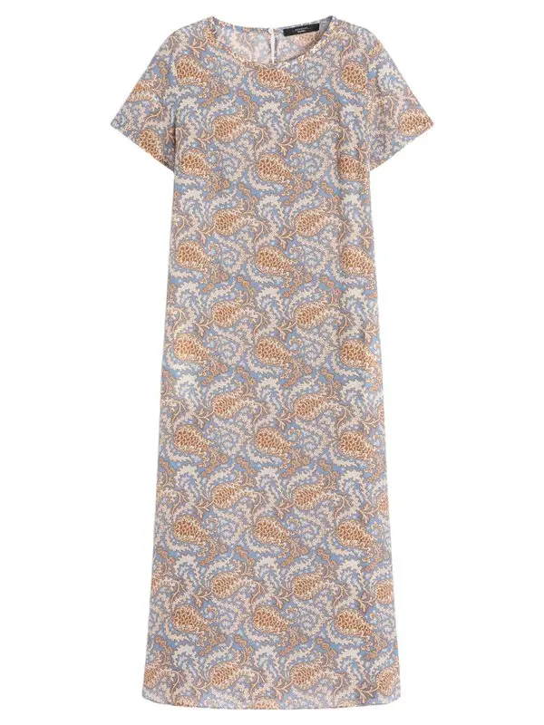 Max Mara Silk Floral Print Midi Dress - Blue