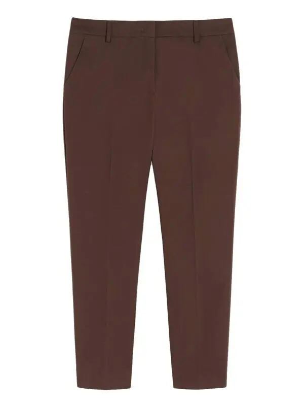 Max Mara Cotton-blend Cropped Trousers - Brown