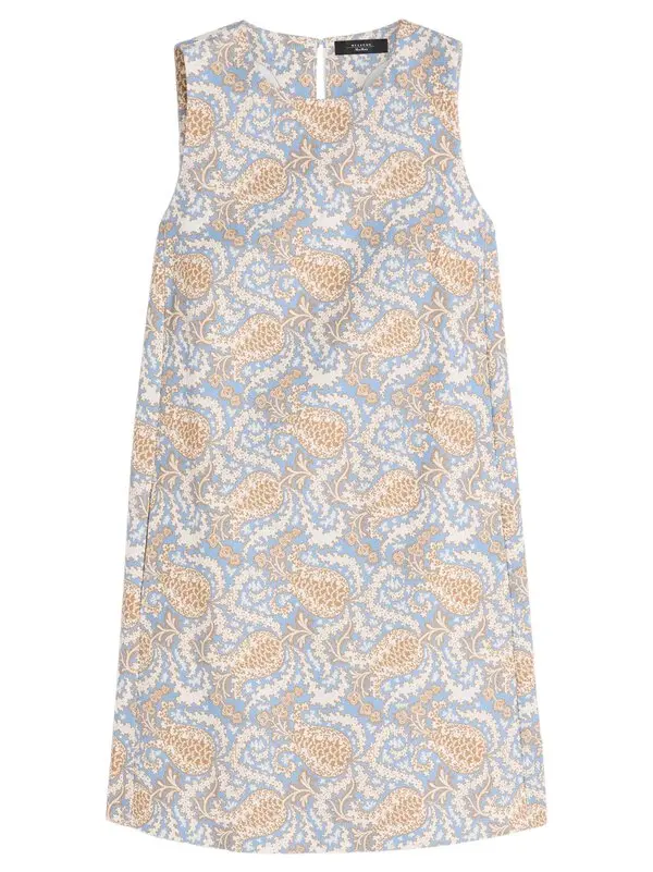 Max Mara Cotton-blend A-line Mini Dress With Floral Print - Blue
