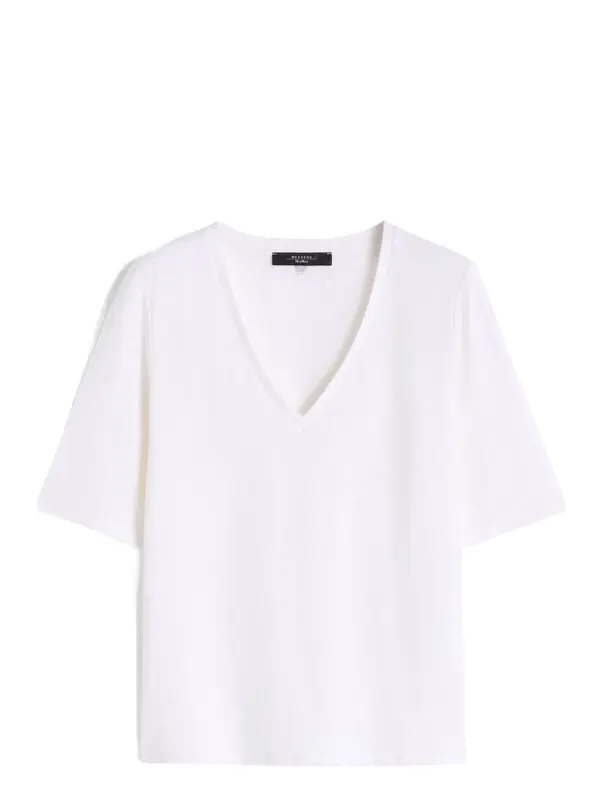 Max Mara Linen-blend V-neck T-shirt - White