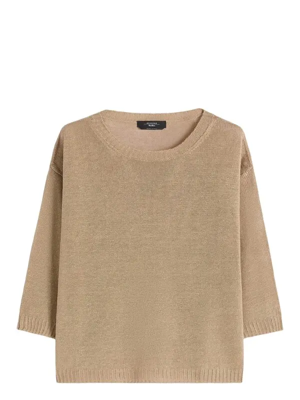 Max Mara Linen Cropped-sleeve Sweater - Brown
