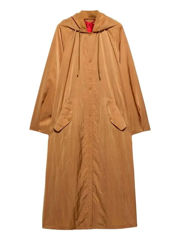 Max & Co. Hooded Longline Raincoat - Brown