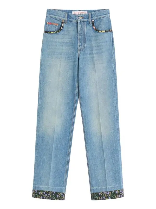 Valentino Garavani Straight-cut Virgin Wool Trousers - Denim